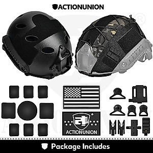 ACTIONUNION Airsoft Fast Helmet Basic Set PJ Type Tactical Paintball Helmet (Large, Black)
