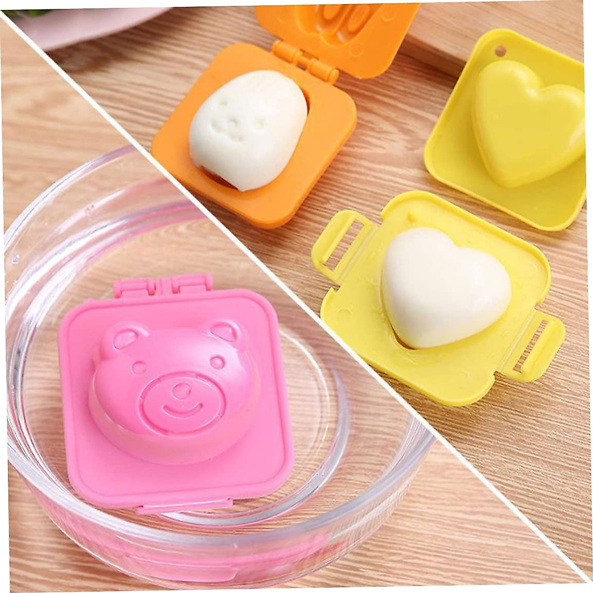 Boiled Egg Mould,6PcsHard Boiled Egg Mold,Fish Car Heart Shape Onigiri Mold,3D Rice Ball Maker, Plastic Egg Shaper DIY Tools Bento Accessories, Random Color