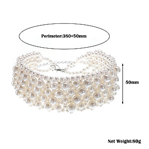 Fashion Multi Strand Simulated Pearl Resin Chain Collar Choker Statement Necklace Costume Jewelry for Women