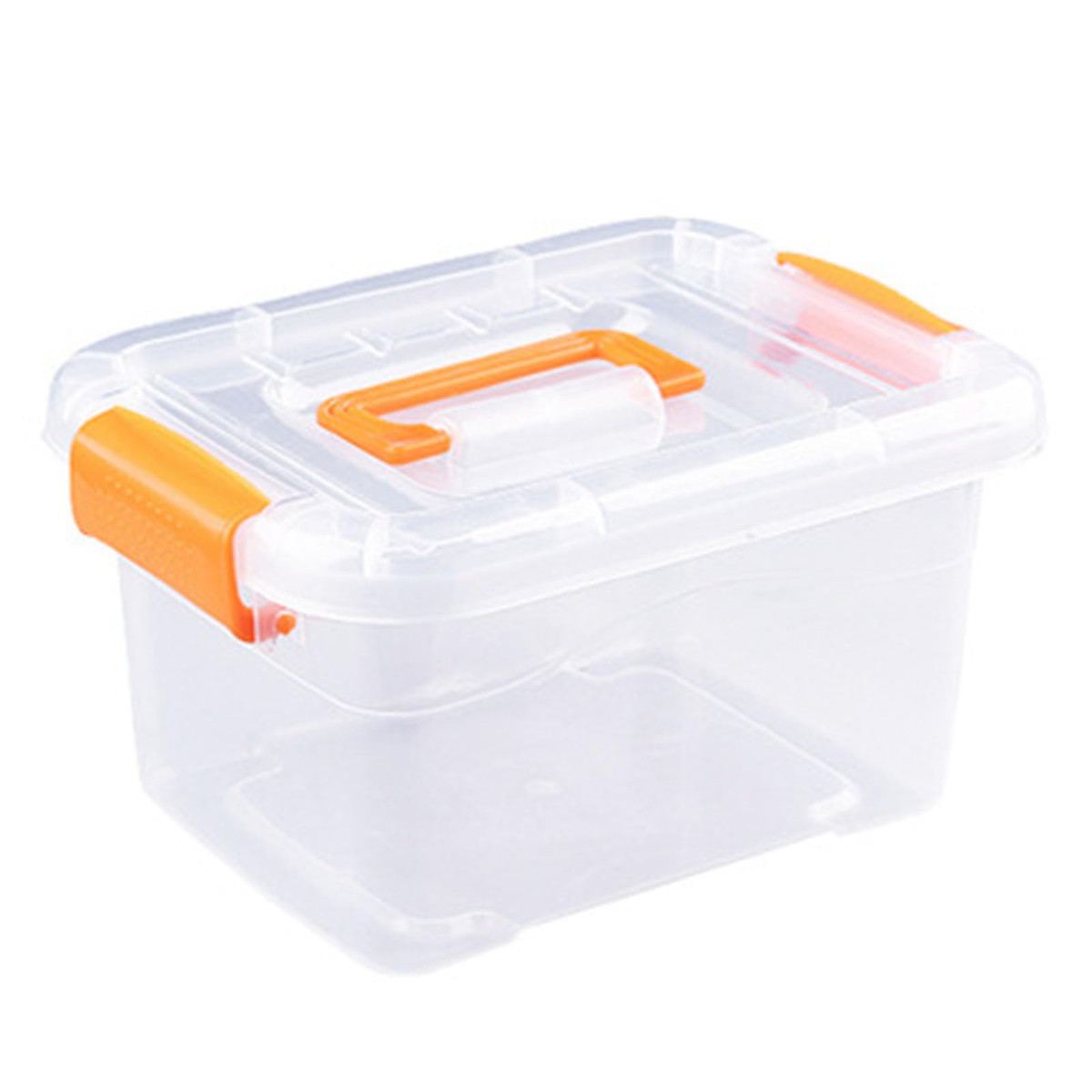 Lotpken Heavy Duty Plastic Storage Bin with Latching Buckles Clear Container Box with Portable Handle Ideal for Home and Office Use (S 20.5x7.5x3cm / 8.1x3.0x1.2in)