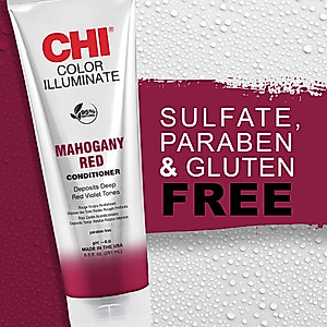 CHI Color Illuminate Conditioner, Helps Maintain Fresh Color In Natural & Color-treated Hair, Sulfate, Paraben, & Cruelty-Free, Mahogany Red, 8.5 Oz