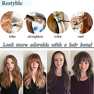 Hairro Clip In Bangs Human Hair Bangs Hairpiece Clip On Side Bangs Hair Extensions Front Fringe Bang With Temple Curtain Bangs Hair Clip Accessory For Women 25g #04 Medium Brown