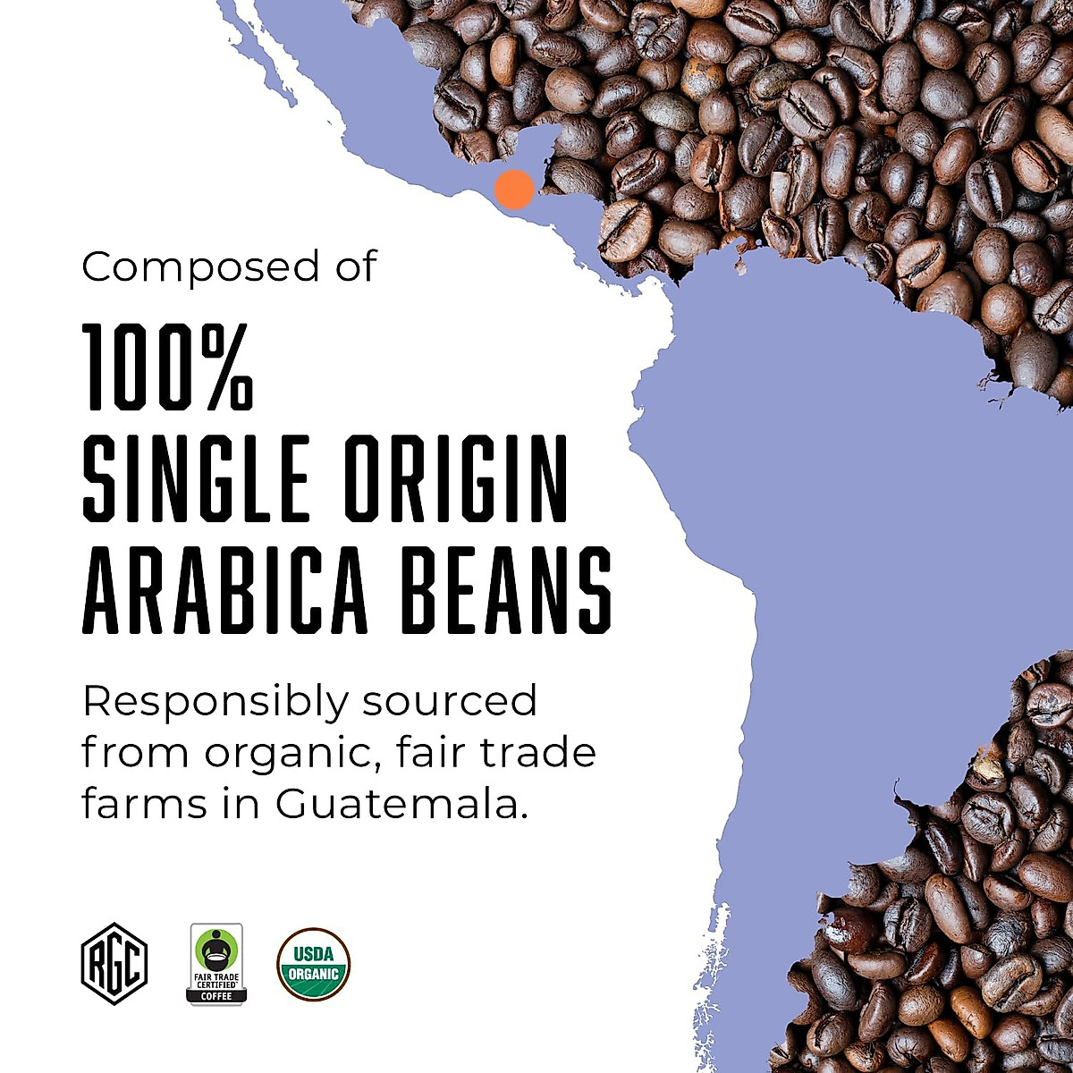 Real Good Coffee Company - Whole Bean Coffee - Organic Single Origin: Guatemala Medium Roast Coffee Beans - 2 Pound Bag - 100% Whole Arabica Beans - Grind at Home, Brew How You Like