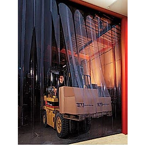 Strivide - Vinyl Plastic Strip Curtain Door Kit 168 in. (14 ft) Width x 108 in. (9 ft) Height Clear Ribbed 12 in. Strips with 100% Overlap