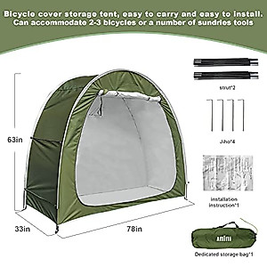 AFLIFLI Outdoor Bike Storage Tent Waterproof, Portable Bicycle Shed 2 Bikes, Upgrade Oxford Fabric for Outside Garden Shelter Pool Cover Tool Sheds Storage, Space Saving