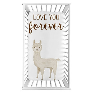 Sweet Jojo Designs Boho Llama Boy Girl Fitted Crib Sheet Baby Toddler Bed Nursery Photo Op - Gender Neutral Beige Taupe Tan White Bohemian Southwest Aztec Watercolor Mountain Cactus Farmhouse Animal