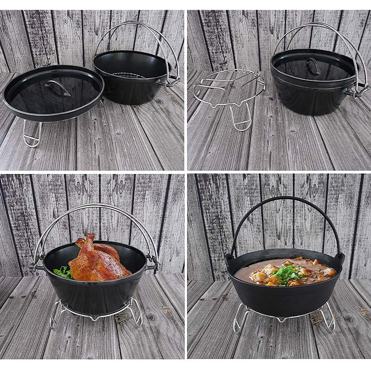 CAMPINGMOON Camping Campfire Trivet Cooking Stand Open Fire Tripod MS-69 Stainless Steel