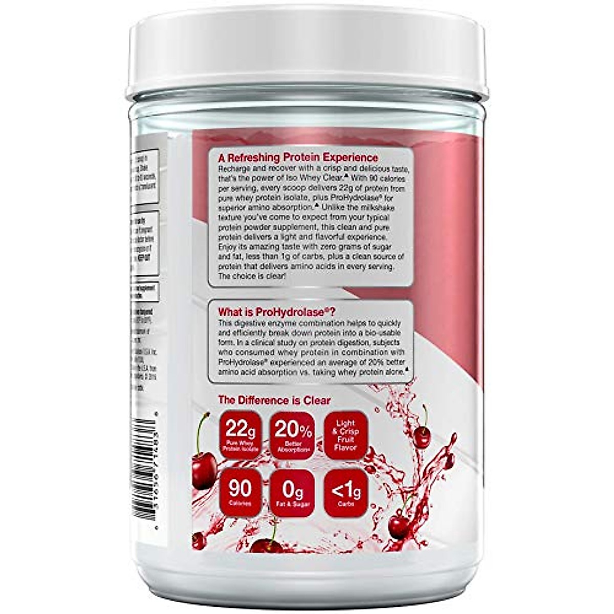 Whey Protein Powder | MuscleTech Clear Whey Protein Isolate | Whey Isolate Protein Powder for Women & Men | Clear Protein Drink | 22g of Protein, 90 Calories | Arctic Cherry Blast, 1.1lb (19 Servings)