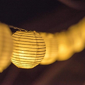 ALLOMN Solar Lantern String Lights, 19.7ft 30LED Waterproof Garden Lantern, String Lights Fair Lights with Fabric Lantern Exterior and Interior Decoration for Christmas, Garden, Home, Yard(Warm White)