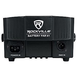 Rockville Battery PAR 61 Black RGBWA+UV Rechargeable Stage Wash Light, DMX Control, Sound Activated, Includes Remote, Up to 18 Hours Battery Life, Perfect for DJ Events, Parties,