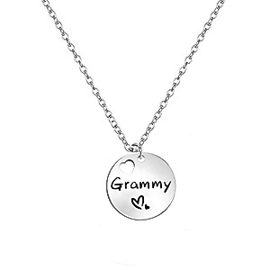 LQRI Grandma Necklace Round Disc Grandma Stainless Steel Charm Necklace Best Grandma Ever Gift for Grandma Nana (necklace)