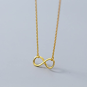 Gold Infinity Love Pendant Necklace for Women Girls 925 Sterling Silver 14K Gold Plated Simple Cute Choker Chain Dainty Wedding Birthday Christmas Jewelry Gift