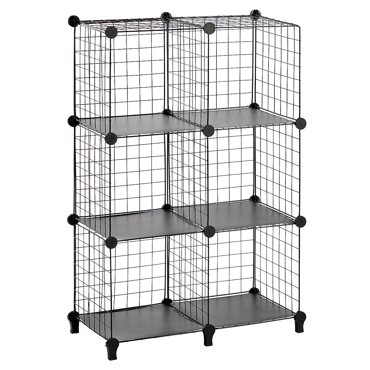 PARANTA Wire Cube Storage Organizer, 6 Cube Bookshelf, Stackable Storage Bins, Closet Organizer and Storgae, Multi-use DIY Standing Shelf Units for Book,Toys,Clothes,Tools