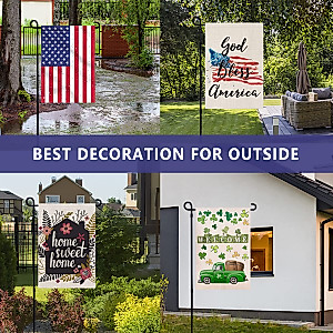 YEAHOME Garden Flag Stand Holder, Premium Yard Flag Holder Weather-Proof Metal Powder-Coated Flagpole for American Flag, Christmas Garden Flag, Outdoor Garden Decor Decoration
