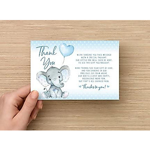 Your Main Event Prints Elephant Baby Shower Thank You Cards 20 Count Pre-written Thank You Cards, Baby Sprinkle Blue Dots