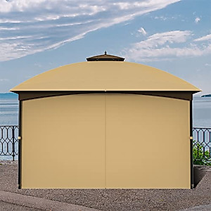PROTUNE OUTDOORS 10-ft x 12-ft Gazebo Curtains,Privacy Sidewall Set 4-Panel Universal Replacement Shade Curtains Set,Protecting Side Walls (Only Curtain)-Khaki