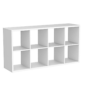 Fencer Wire 13-Inch Storage Organizer Shelf, Extra Thick Exterior Edge, Open Bookcase Divider, 6-8-9 Cube, Rustic Grey Oak and White