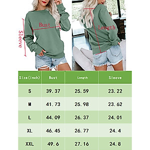 Bingerlily Womens Casual Long Sleeve Sweatshirt Crew Neck Cute Pullover Relaxed Fit Tops (Green,Medium)
