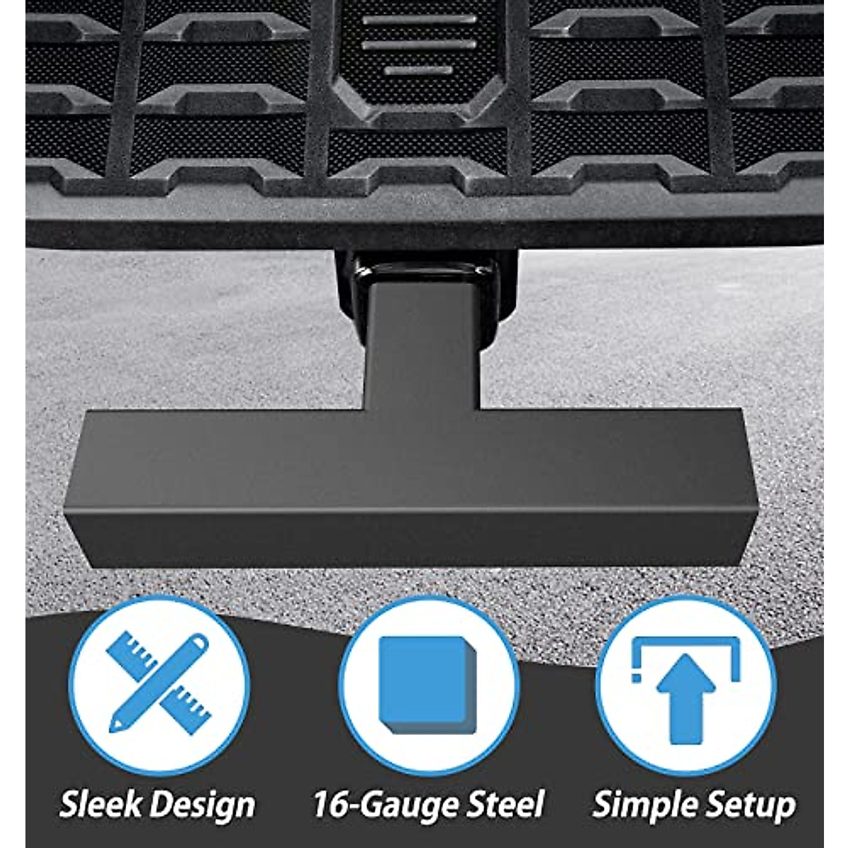 Tow Hitch Steps Bar Black for 2 Inches Receivers Trailer Hitch Step Heavy-Steel Towing Bumper Guards Automotive Bump Step Rust Free Powder Coating Finish 400lbs Maximum Load for Most Cars SUVs Trucks