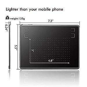 IULJH 4x3 Inch Ultralight Digital Pen Tablet Graphics Drawing Tablet with Battery-Free Stylus