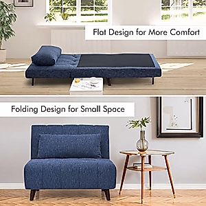 DNATS Convertible Sofa Bed 3 Position Folding Sleeper Chair w/Pillow Beige/Gray/Blue (Color : A)