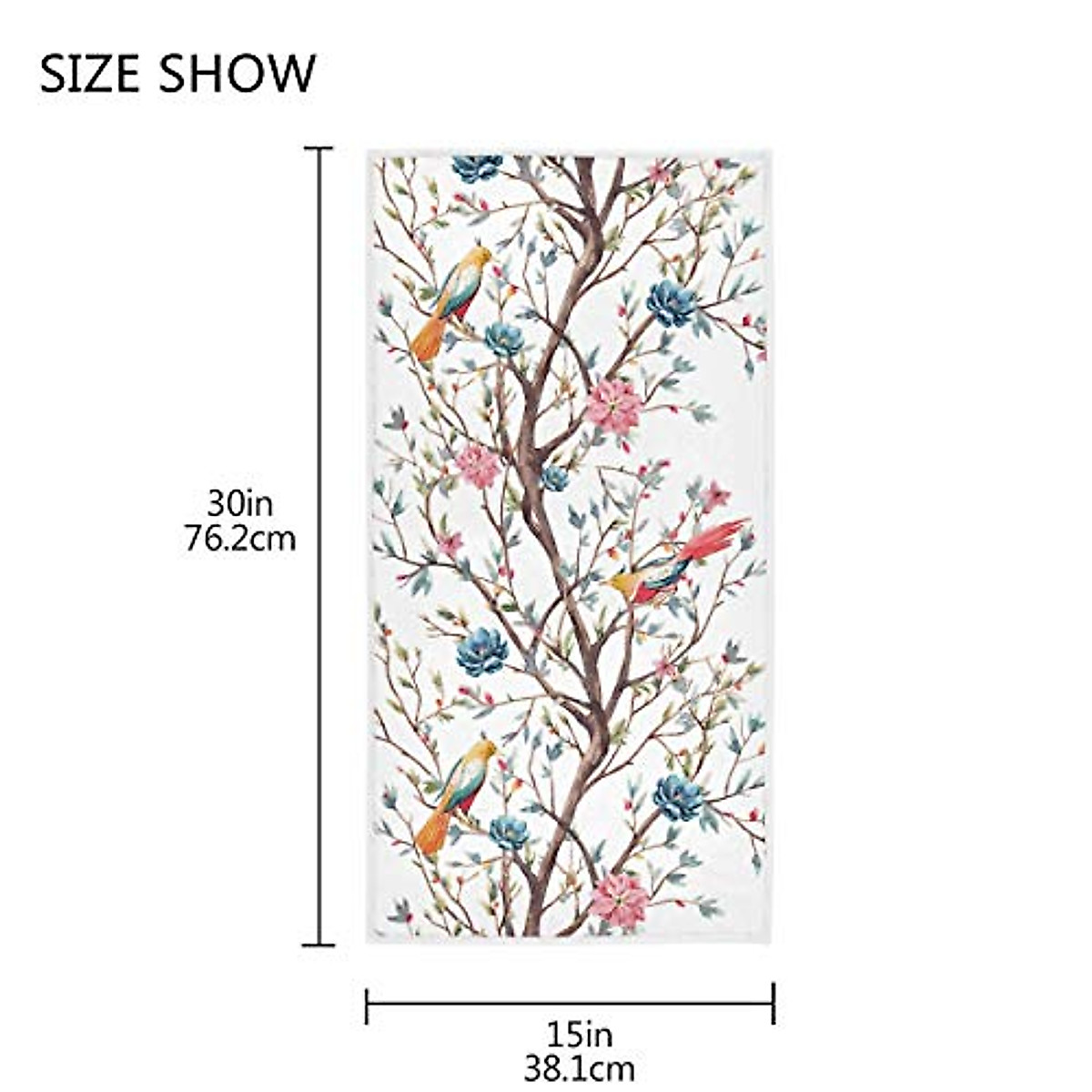 Spring Flowering Tree With Birds Flowers Hand Towels 16x30 in Spring Summer Bathroom Towel Ultra Soft Highly Absorbent Grungy Floral Small Bath Towel Kitchen Dish Guest Towel Home Bathroom Decorations