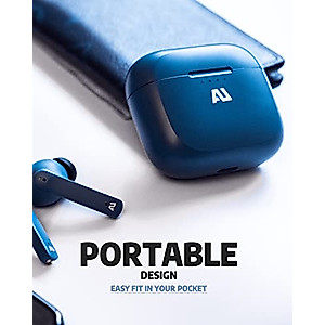 Wireless Earbuds, Active Noise Cancelling, 20 Hours Playtime, Workout Sweat Resistant, Touch Control (Navy)