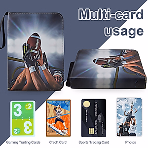 Football Card Binder with Sleeves, Football Card Holder, Sports Cards Storage Organizer for Collector, with Waterproof Surface and Strap (Hold Up to 400 Cards)