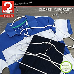 Mawa by Reston Lloyd Silhouette Ultra-Thin Series, Non-Slip Space Saving Shirt Hanger with Pant Bar & Skirt Hooks, Style 42/FTU, White