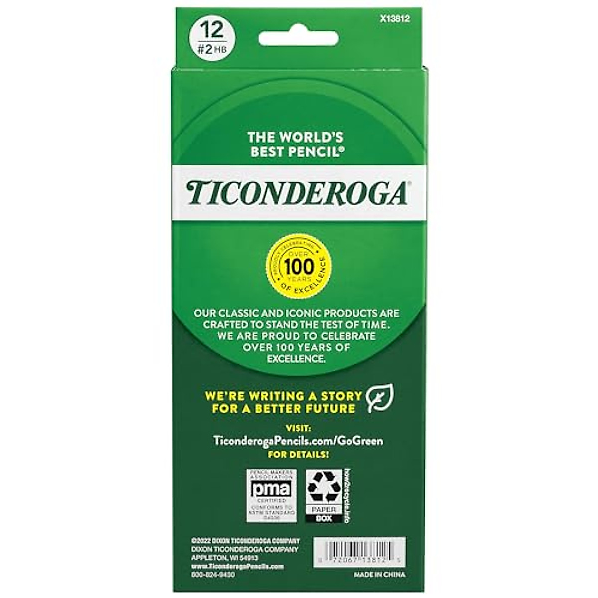 Ticonderoga Wood-Cased Pencils, Unsharpened, 2 HB Soft, Yellow, 12 Count