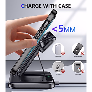 Wireless Charger for iPhone and Samsung Multiple Devices, Portable Apple Charging Station for iPhone 15/14/13/12/11/Pro/Max/Plus, for Apple Watch Charger iWatch and Galaxy Watch, for AirPods 3/2/Pro