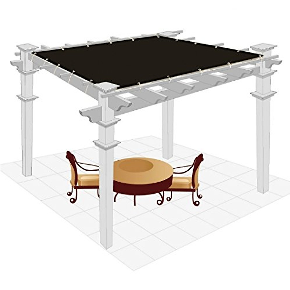 Shatex 90% Shade Fabric Shade Fabric Sun Shade Cloth with Grommets for Pergola Cover Canopy Black (8x10ft)