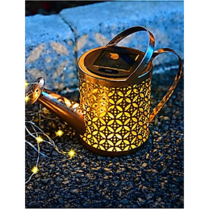 Watering Can with Lights Outdoor Solar Garden LED Light Solar Fairy Lights Decoration Star Shower Garden Art LED Light for Garden Stake Light, for Garden Lawn Patio or Courtyard Decor