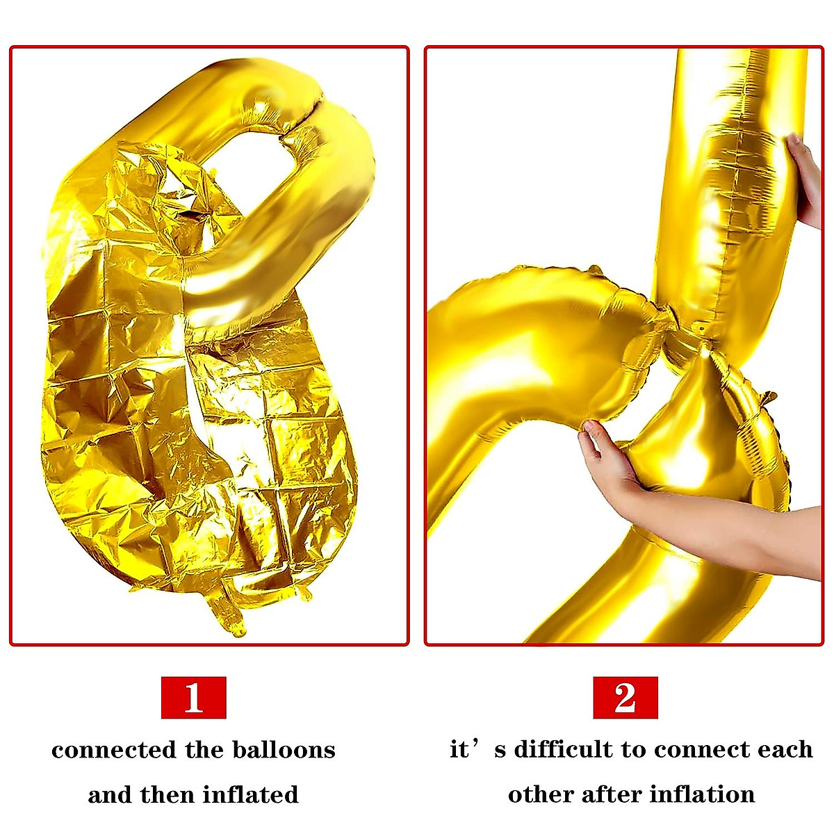 Virtue morals 32 Pcs 16 inch Foil Chain Balloons, Jumbo Chain Balloons for 80s 90s Party Decorations Giant Balloon Chain Balloons Gold