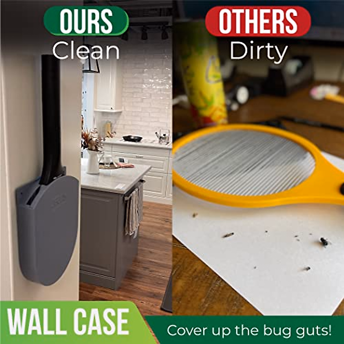 SBL Home Electric Fly Swatter Racket, Electric Mosquito Swatter, Bug Zapper Racket, Electric Fly Bat with Patented Wall Case, Gray, Black (1 Pack)