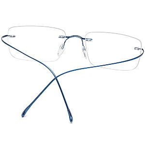 FONEX Titanium Glasses Frame,Rimless Frameless Optical Eyewear Eyeglasses for Men and Women F85634 (Blue)