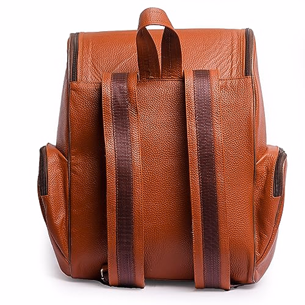 Hammi Leather Backpack - Genuine Milt Leather Backpack for Women & Men - Leather Backpack for School - Travel Bag - Laptop Bag (Tan)