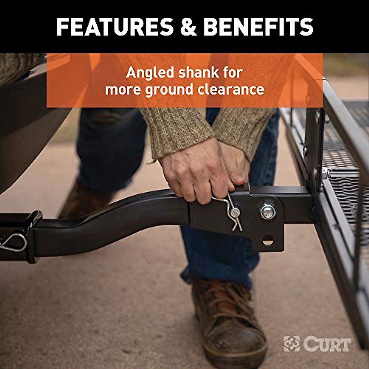 CURT 18153 60 x 24-Inch Basket Hitch Cargo Carrier, 500 lbs Capacity, Black Steel, 2-In Folding Shank