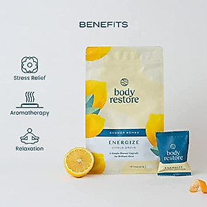 Body Restore Shower Steamers Aromatherapy (15 Packs x 2) - Gifts for Mom, Gifts for Women and Men, Shower Bath Bombs, Citrus Grove, Tea Tree Essential Oil, Stress Rel