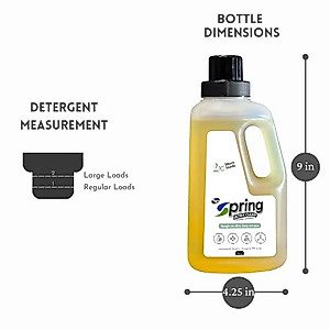 Spring Ultra Clean High Efficiency (HE) Liquid Laundry Detergent, Free of Dyes, Paraben, Phthalate, Formaldehyde, Phosphate and PFAS, Hypoallergenic, 32oz - 64 Loads
