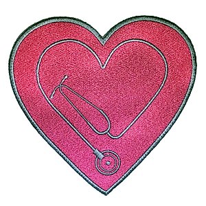 Heart Stethoscope Design Iron On Patch - Great for Doctors and Nurse Care