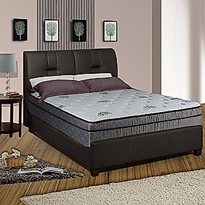 Continental Sleep Soft Encased Hybrid Eurotop Pillowtop Memory Foam Gel Innerspring Mattress, Good for The Back, Full XL, White/Brown