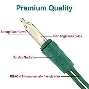 100 Christmas Mini Lights - 24.8 ft / 7.5m - 120V - Warm White Bulbs 2800K - Green Wire - 120V - End to End Connection - Indoor & Outdoor Use - Light Strings for Christmas Tree and New Year Decoration