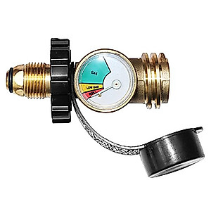 DOZYANT Universal Fit POL Propane Tank Adapter with Gauge Converts POL LP Tank Service Valve to QCC1 / Type 1, Old to New Connection Type, Propane Tank Gauge