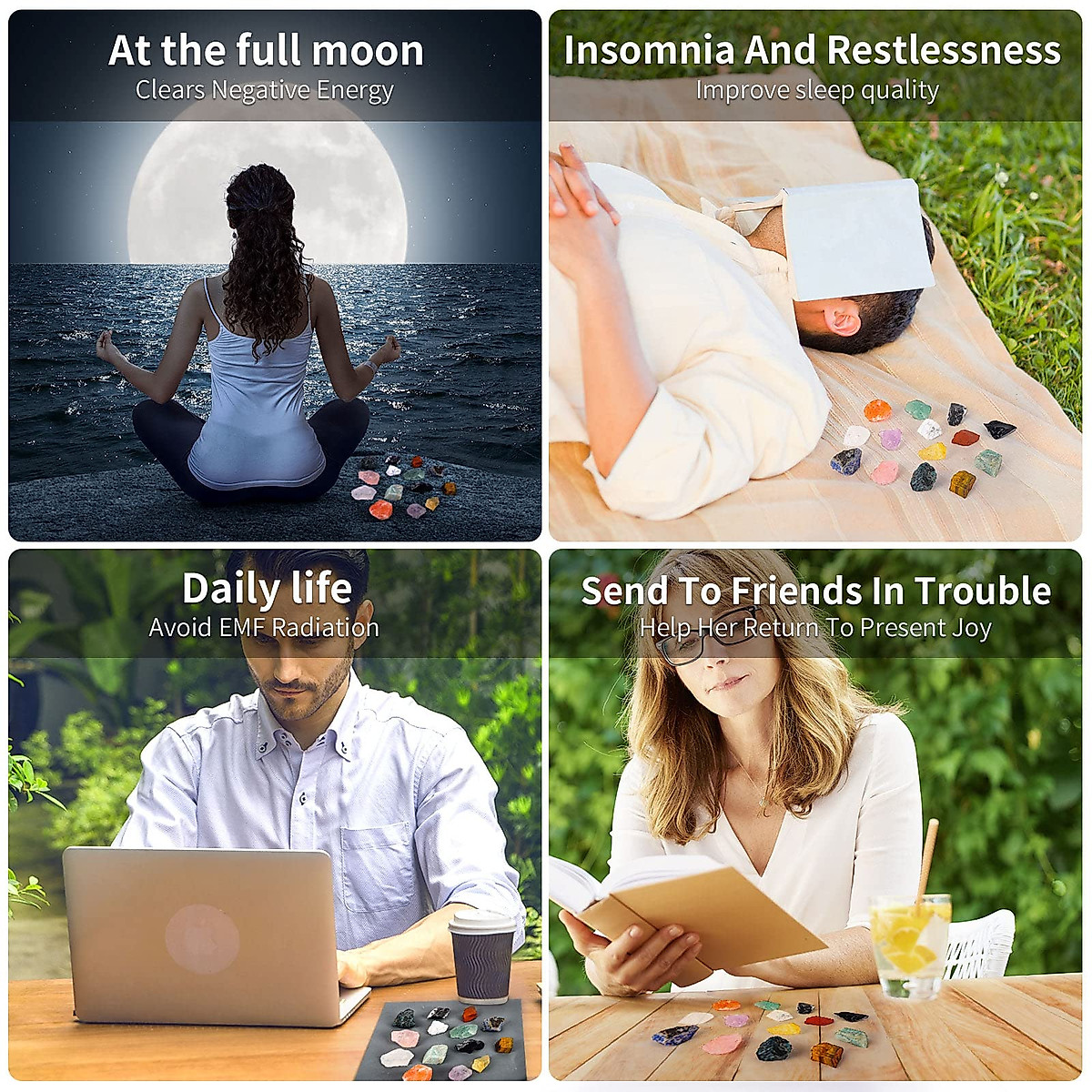 Soulnioi 18Pcs Crystals and Healing Stones Set Include 14 Healing Chakra Stones, Natural Quartz Pendulum, Spiritual Crystal Necklace, Gift Wooden Box for Meditation, Yoga, Collection, Girlfriend, Lady