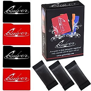 Quiver Time Card Case Dividers & Separators (7-Piece Set) Game Organizers - Ideal for Tabletop Gaming, Trading, Figures, Dice, Accessories - Use with Card Storage Boxes (Red & Black, Accessories)