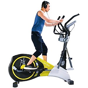 V-950X Extra Length Motorized 19" Stride Programmable Elliptical Cross Trainer - Cardio Fitness Strength Conditioning Workout for home use or gym (V-950X, Black/Yellow)