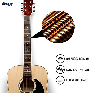 Stringjoy BB1152 Brights 80/20 Bronze Acoustic Guitar Strings, (Super Light Gauge - 11-52)