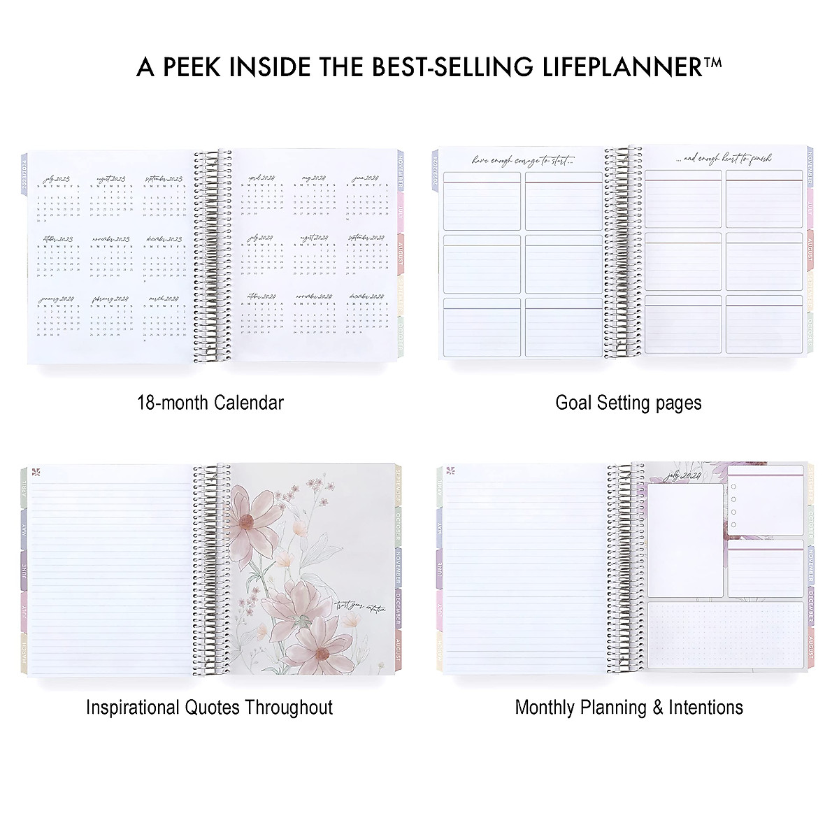7" x 9" Platinum Spiral Coiled Life Planner (July 2023 - June 2024) - Colorblends Classic Cover + Inspire Interior Pages. Hourly Weekly & Monthly Agenda by Erin Condren
