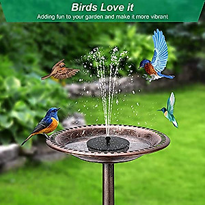 Upgraded Solar Water Fountain, GAIZERL 3.5W Solar Fountain Pump for Bird Bath with Battery Backup, Floating Solar Powered Fountains with 4 DIY Fixed Sticks & 7 Nozzles for Birdbath Garden Pond